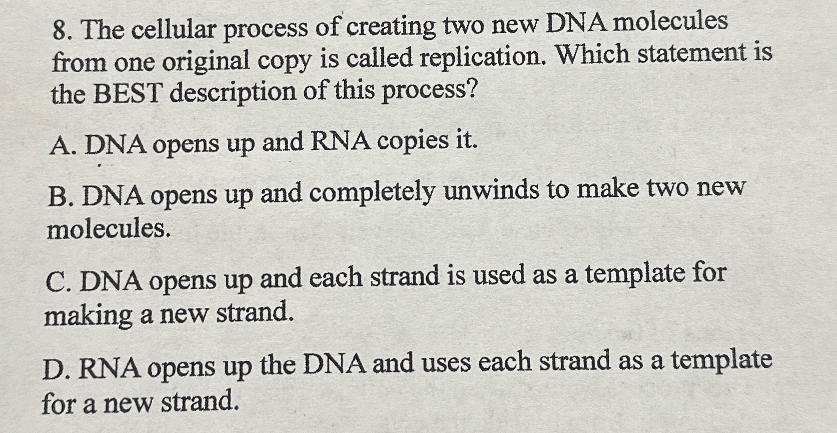 Solved The cellular process of creating two new DNA | Chegg.com