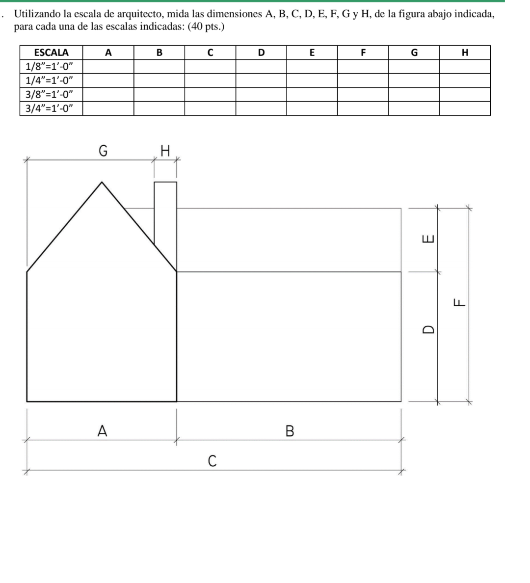 Solved Using the architect's scale, measure the dimensions | Chegg.com