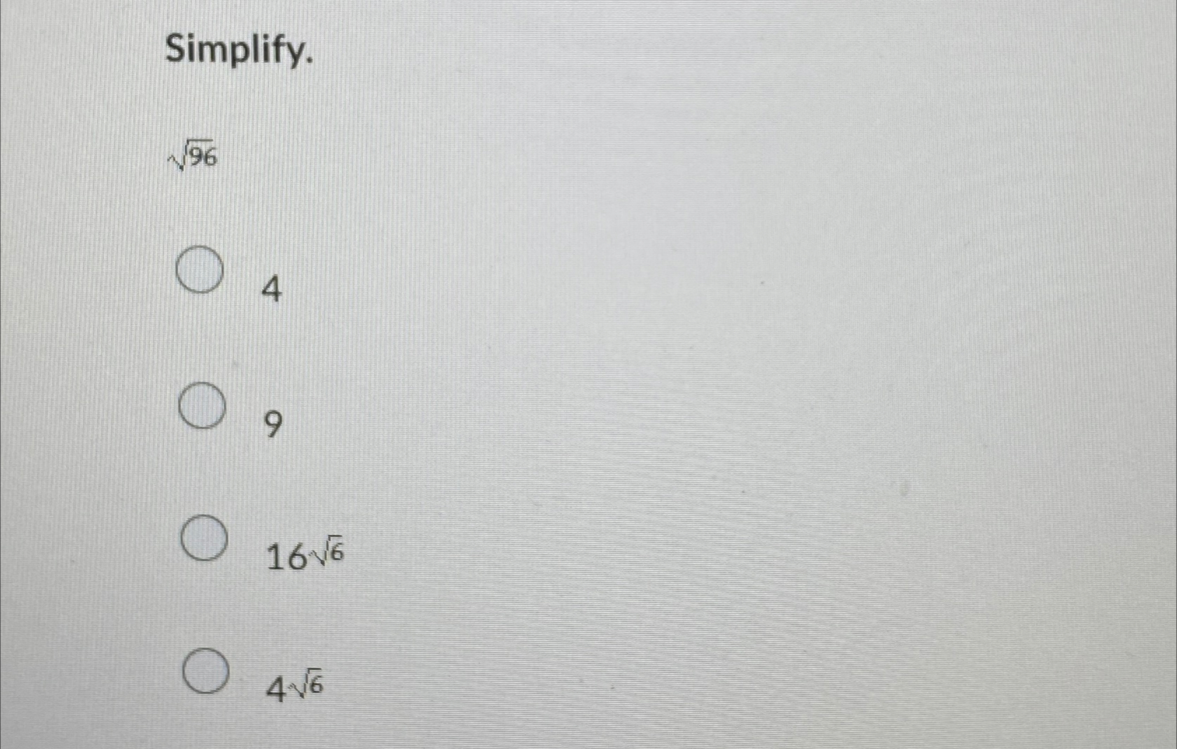 Solved Simplify.962491662462 | Chegg.com