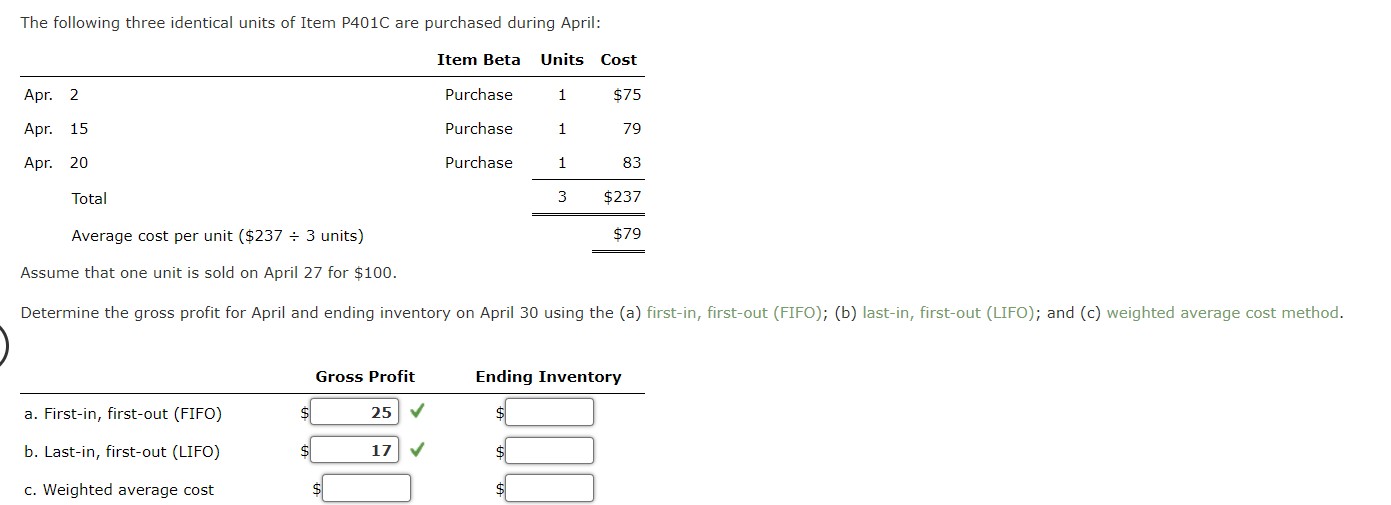 Solved The following three identical units of Item P401C are | Chegg.com