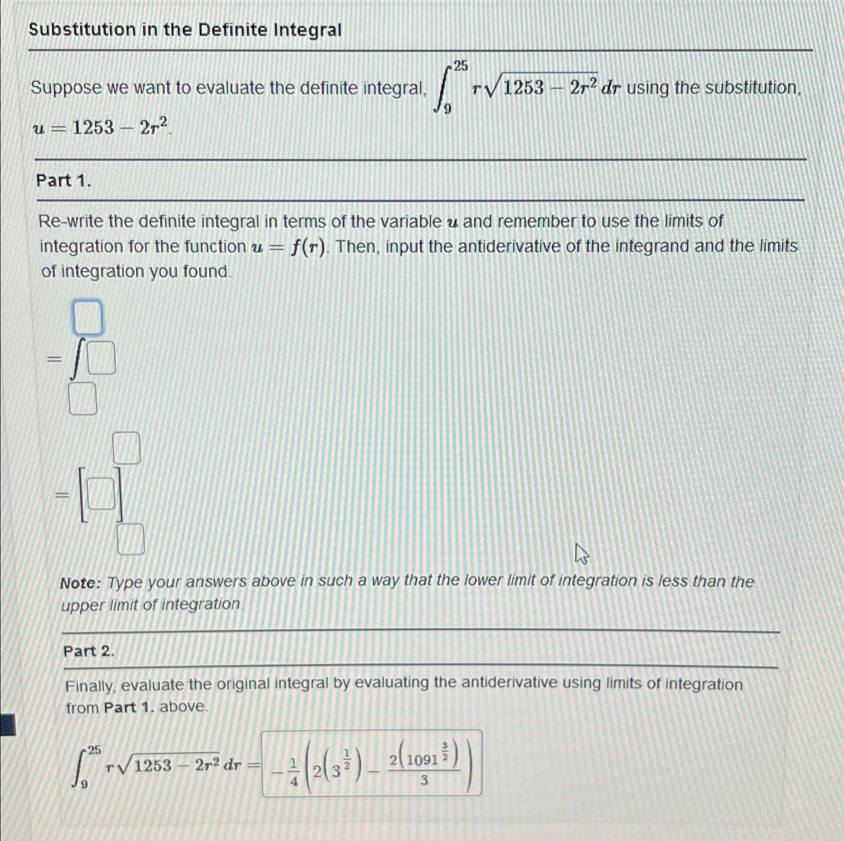 Solved Substitution in the Definite IntegralSuppose we want | Chegg.com