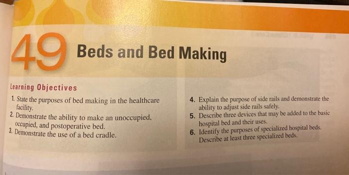 Solved Beds and Bed Making Learning Objectives 1. State the | Chegg.com
