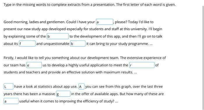 Type In The Missing Words To Complete Extracts Fro Chegg
