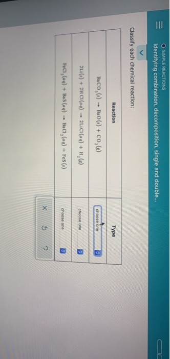 Solved O SIMPLE REACTIONS Identifying combination, | Chegg.com