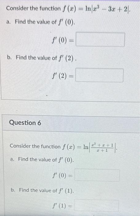 Solved Consider the function f(x)=ln∣∣x3−3x+2∣∣. a. Find the | Chegg.com