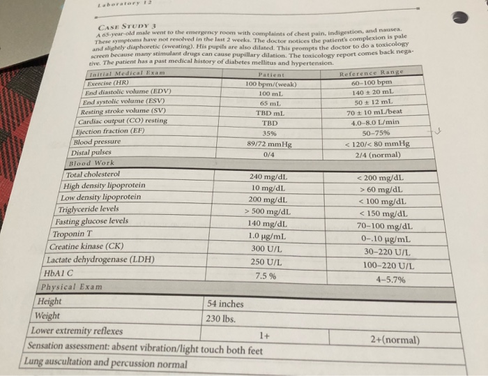 Laboratory 12 CASE STUDY 3 65.par-old male went to | Chegg.com