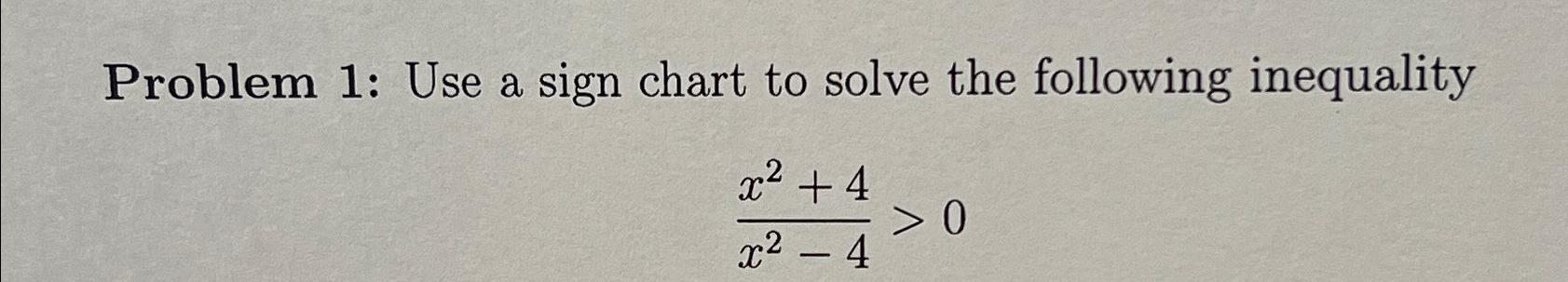 Solved Problem 1: Use a sign chart to solve the following | Chegg.com