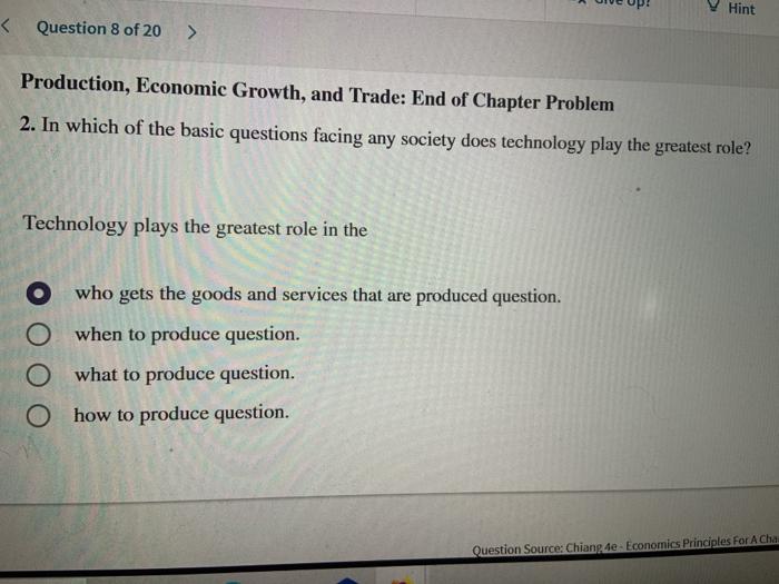 Solved Attempt 2 Production, Economic Growth, and Trade: End | Chegg.com