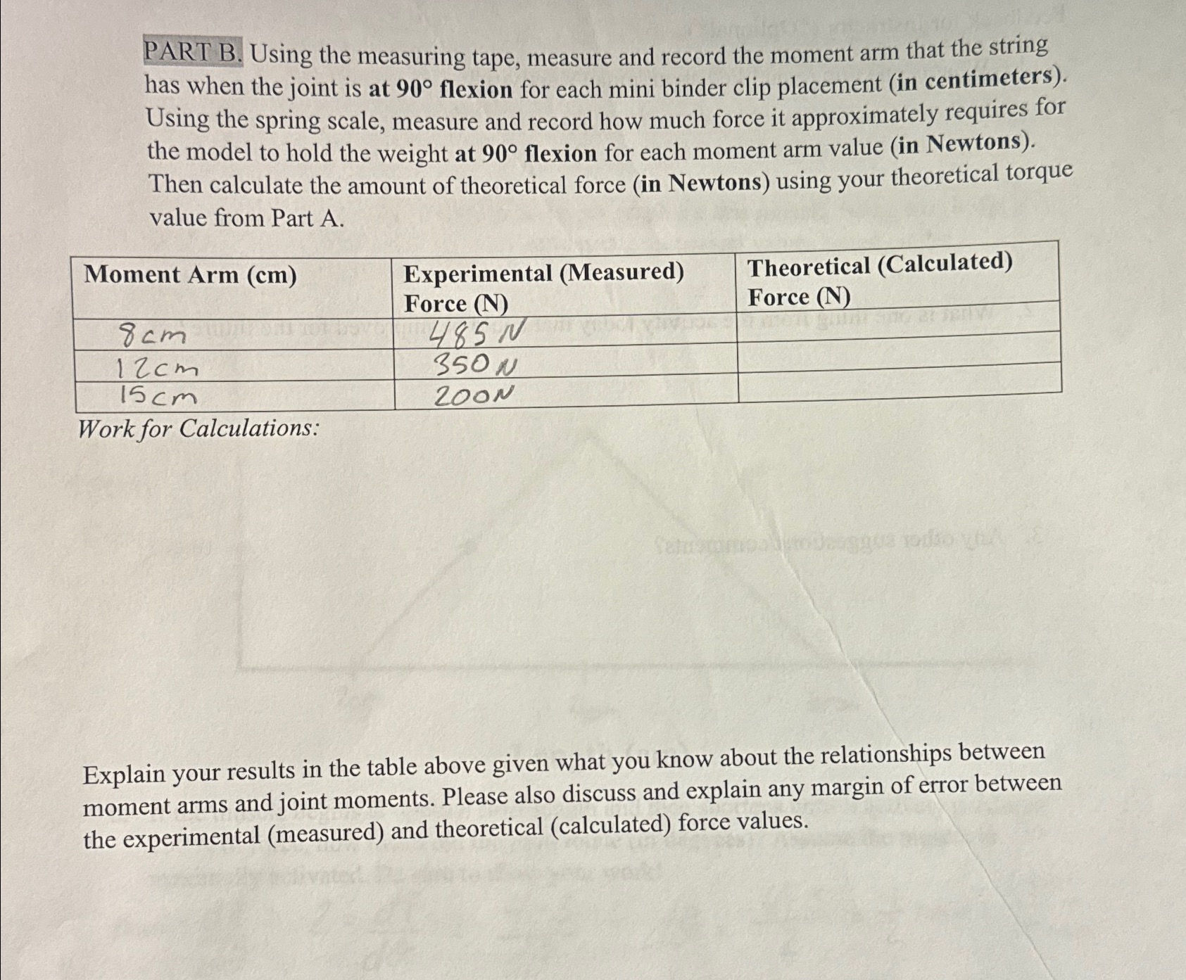 Solved PART B. ﻿Using the measuring tape, measure and record | Chegg.com