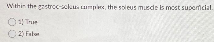 Solved Within the gastroc-soleus complex, the soleus muscle | Chegg.com