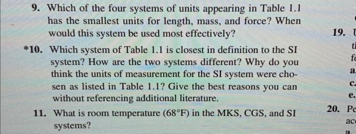 Solved 9. Which of the four systems of units appearing in | Chegg.com