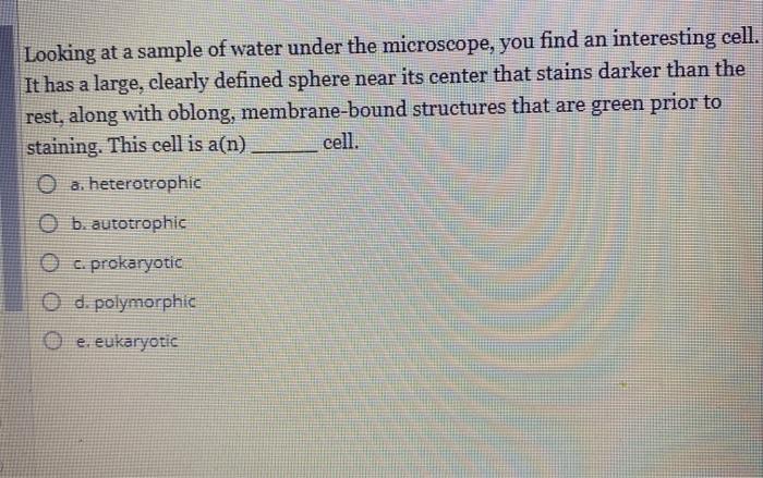 Solved Looking at a sample of water under the microscope, | Chegg.com
