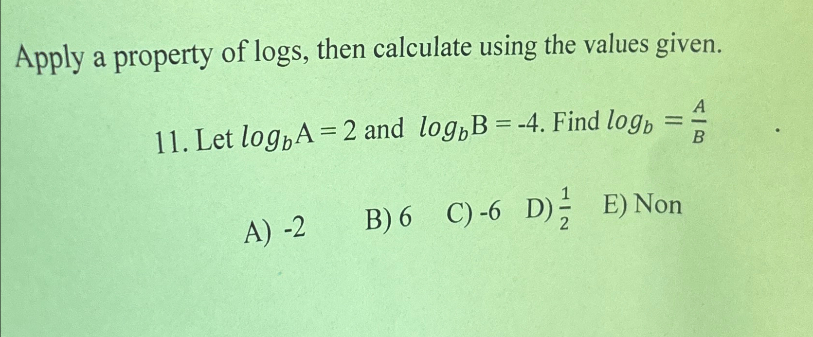 Solved Apply a property of logs, ﻿then calculate using the | Chegg.com