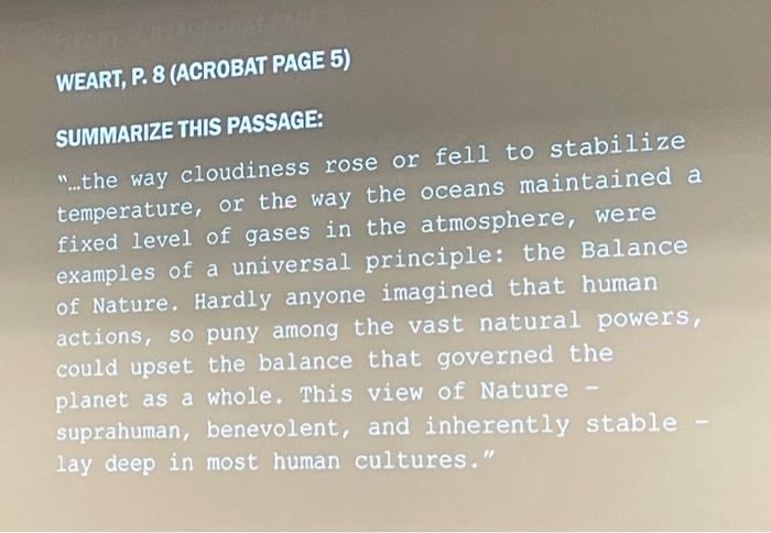 Solved WEART, P. 8 (AGROBAT PAGE 5) SUMMARIZE THIS PASSAGE: | Chegg.com