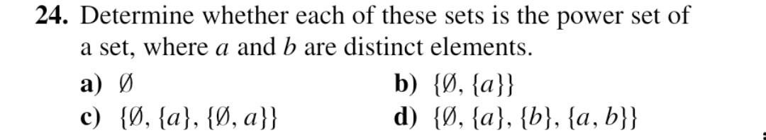 Solved 24. Determine whether each of these sets is the power | Chegg.com