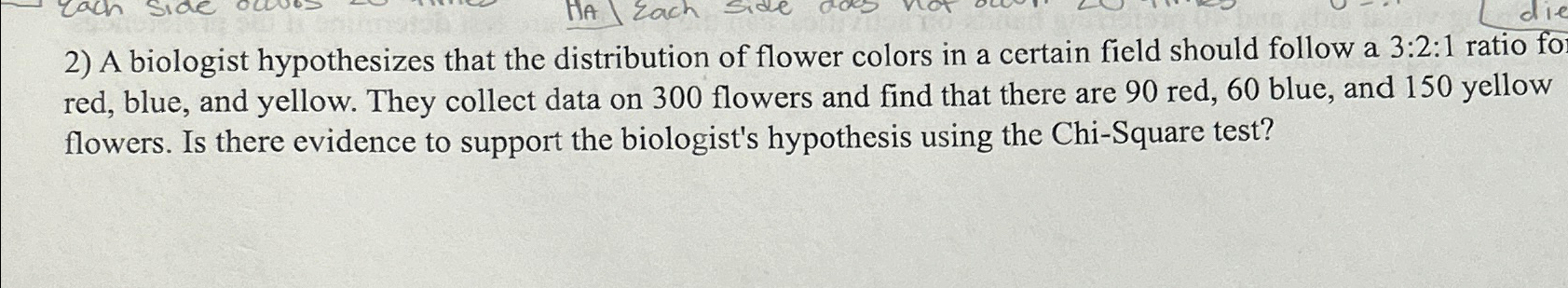 Solved A biologist hypothesizes that the distribution of | Chegg.com