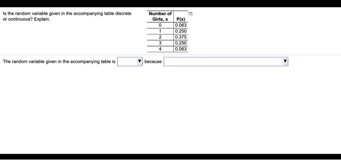 Solved Is the random variable given in the accompanying | Chegg.com