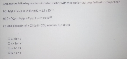 Solved Arrange the following reactions in order, starting | Chegg.com
