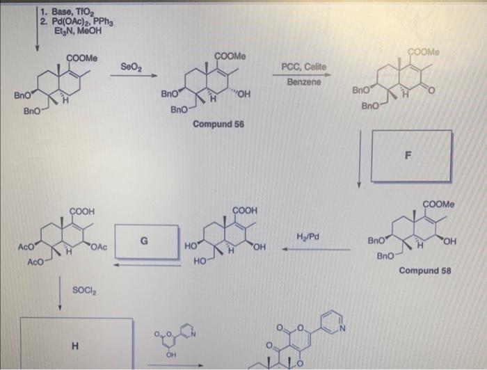 Solved 1. Base, TIO2 2. Pd(OAC)2,PPh3 Et3 N,MeOH Compund | Chegg.com