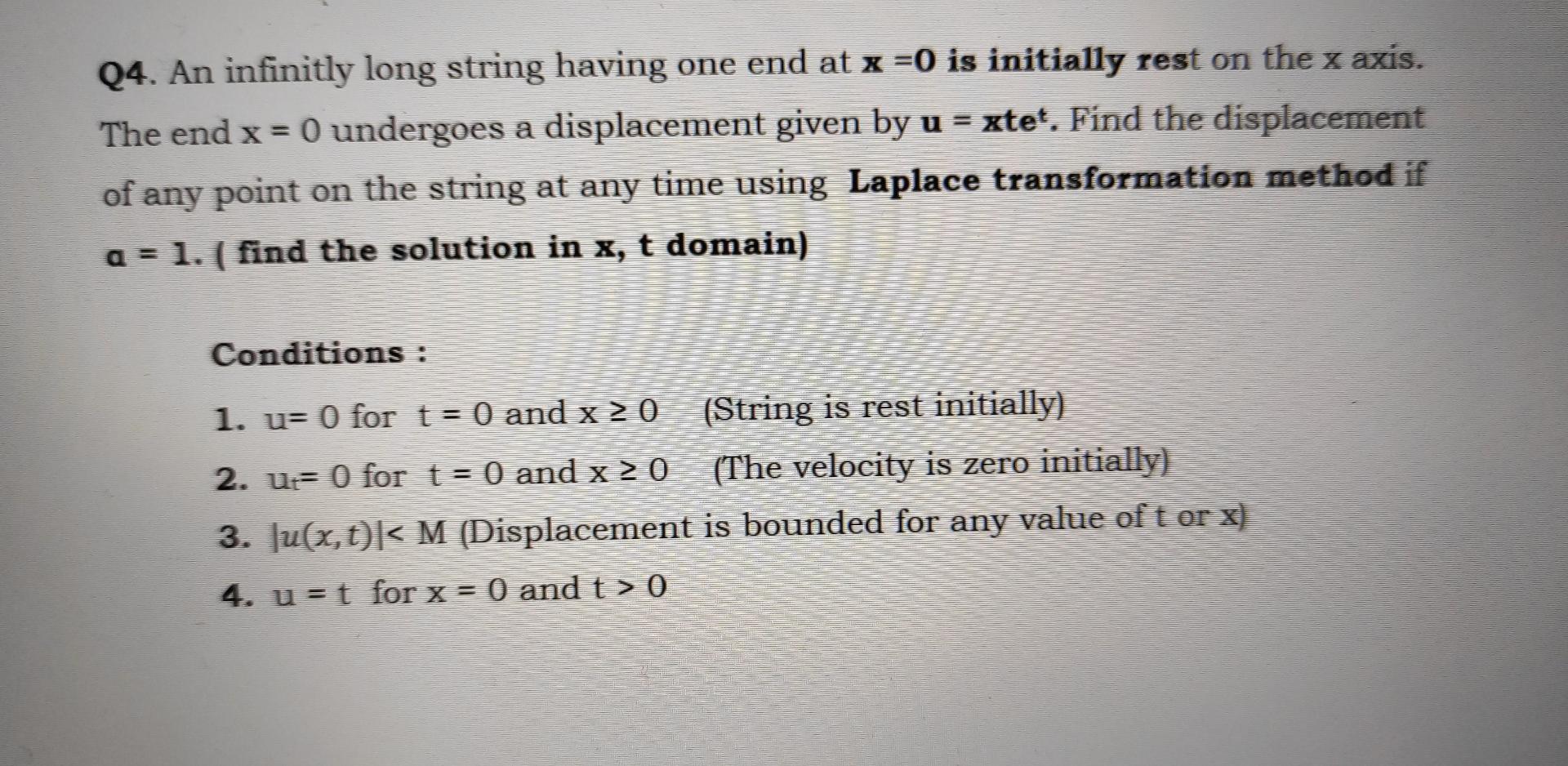 Solved Q4. An infinitly long string having one end at x=0 is | Chegg.com
