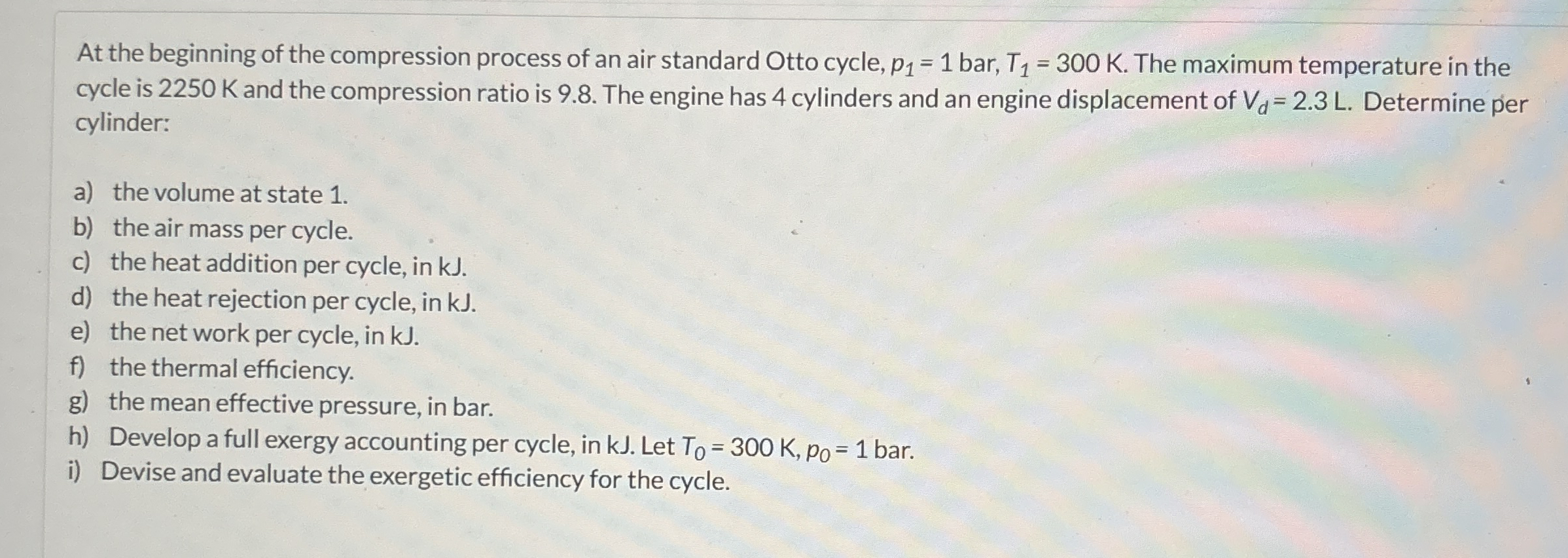 Solved At the beginning of the compression process of an air | Chegg.com