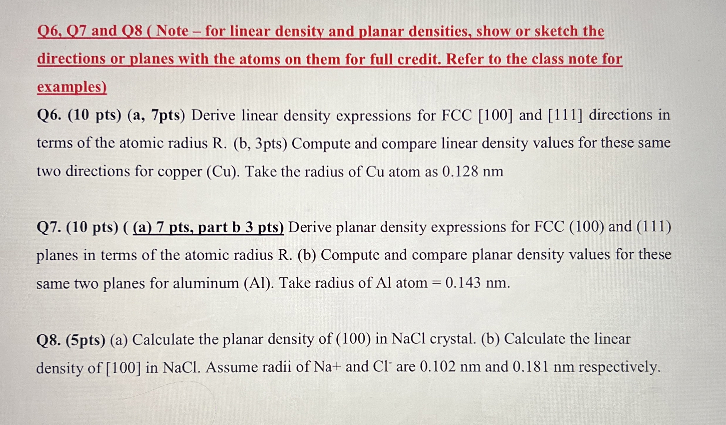Solved Q6, 07 ﻿and 08 ( ﻿Note - ﻿for linear density and | Chegg.com