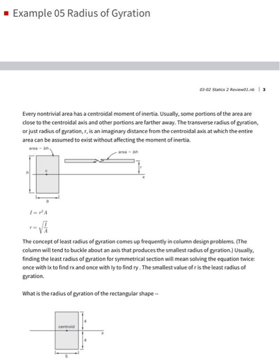 Solved • Example 05 Radius of Gyration 03-02 Statics 2 | Chegg.com
