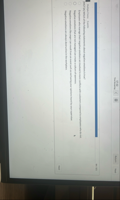 Solved 57:32Time RemairineReturnNextMultiple Choice 5 | Chegg.com