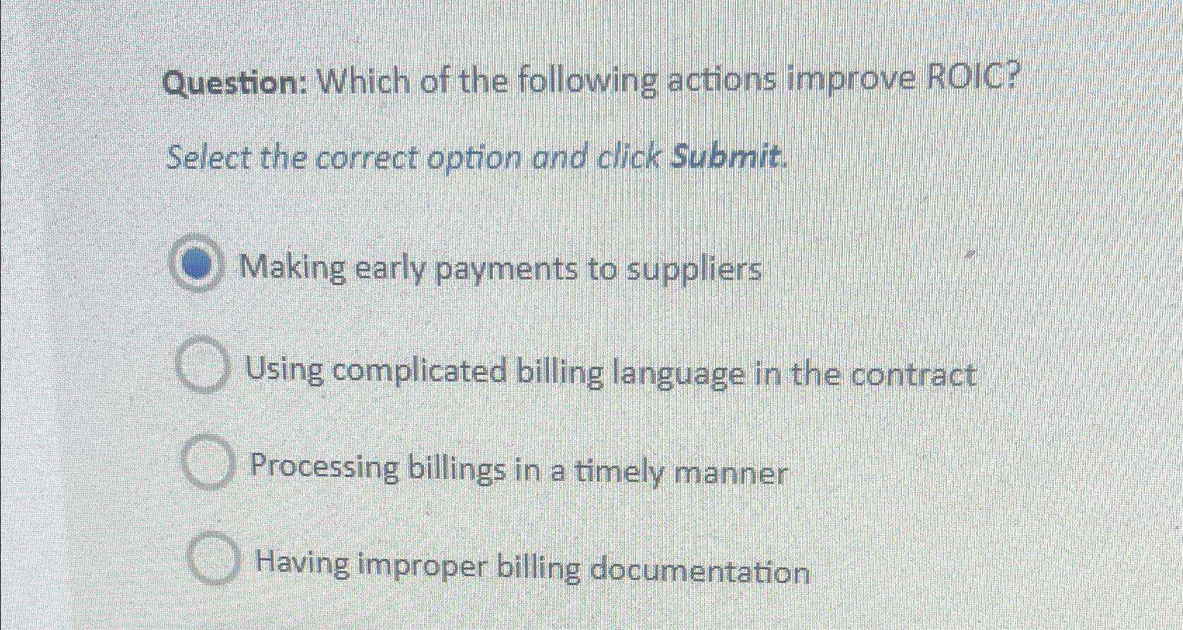 Solved Question: Which of the following actions improve | Chegg.com