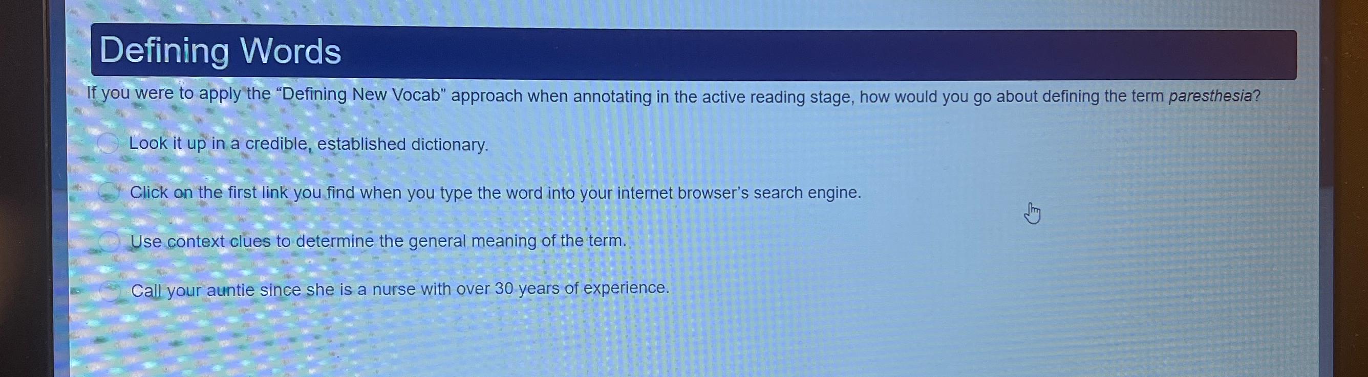 Solved Defining WordsIf you were to apply the "Defining New | Chegg.com