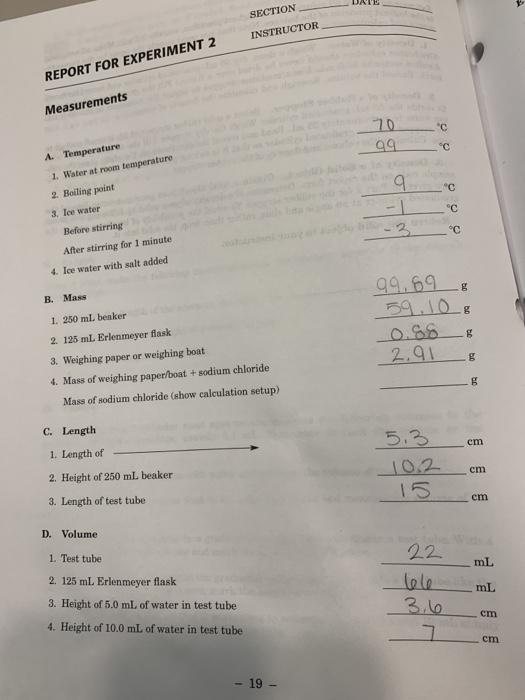 Solved DAT SECTION INSTRUCTOR REPORT FOR EXPERIMENT 2 | Chegg.com