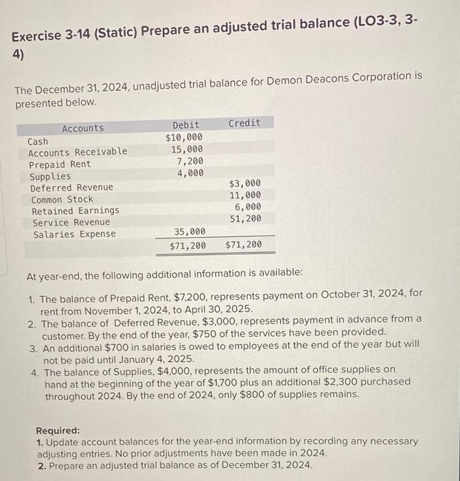 Solved Exercise 3-12 (Algo) Record year-end adjusting | Chegg.com