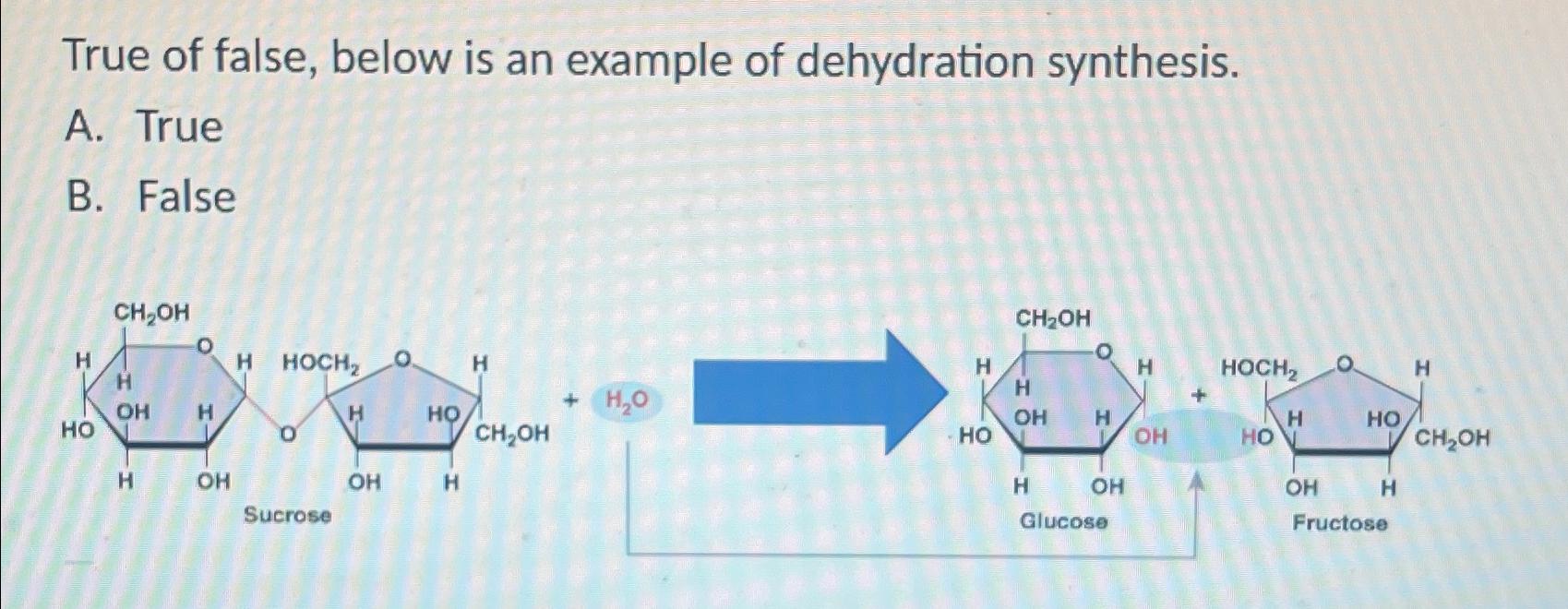 Solved True of false, below is an example of dehydration | Chegg.com