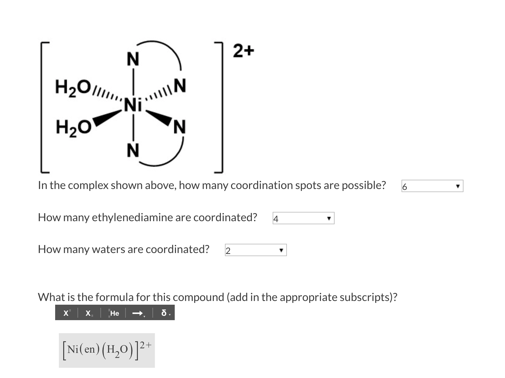 Solved In the complex shown above, how many coordination | Chegg.com