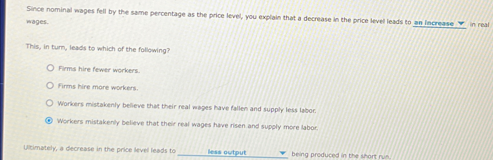 Solved Since nominal wages fell by the same percentage as | Chegg.com