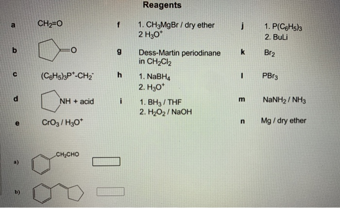 Solved Reagents CH2=0 1. CH3MgBr / dry ether 2 H30* 1. | Chegg.com