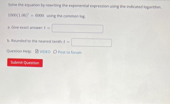 Solved Solve the equation by rewriting the exponential | Chegg.com