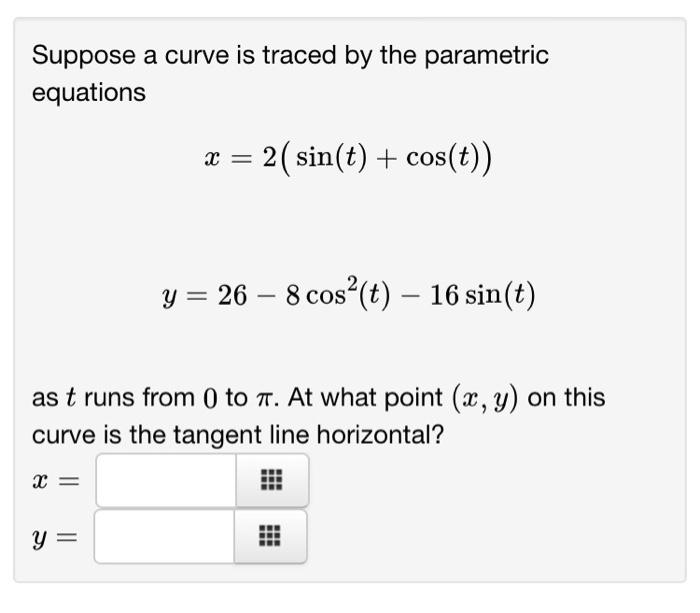 Solved Suppose a curve is traced by the parametric equations | Chegg.com