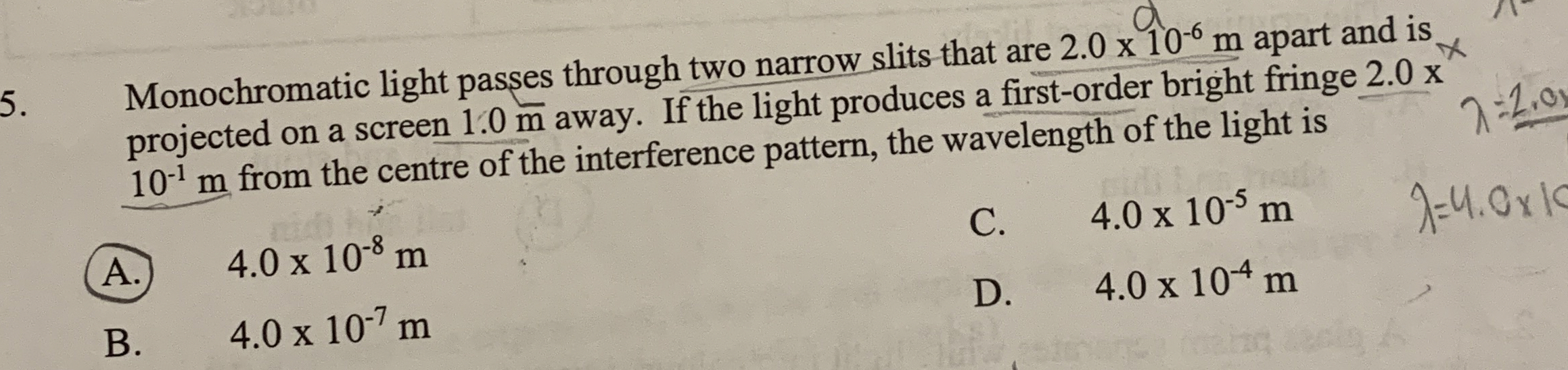 Solved Monochromatic light passes through two narrow slits | Chegg.com
