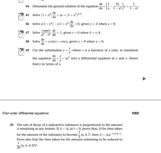 Solved first order differential kindly solve questions 26 to | Chegg.com