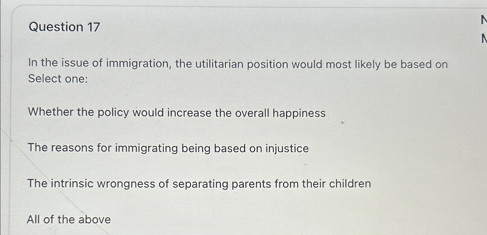 Solved Question 17In the issue of immigration, the | Chegg.com