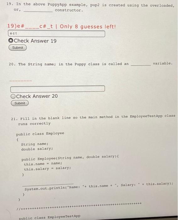 Solved 19. In the above PuppyApp example, pup2 is created | Chegg.com