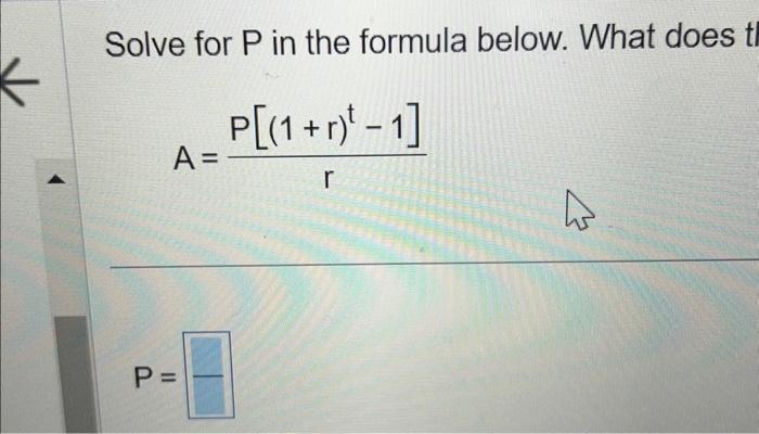 Solved Solve for P in the formula below. What does | Chegg.com