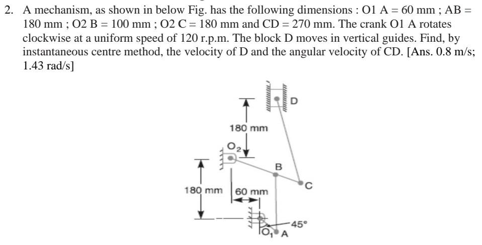 Solved 2. A mechanism, as shown in below Fig. has the | Chegg.com
