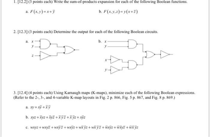 Solved 1 [12 2] 3 Points Each Write The Sum Of Products