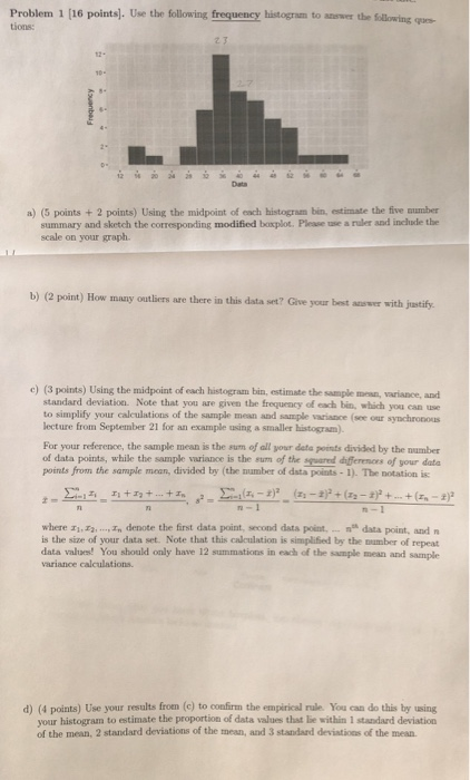 Problem 1 (16 points). Use the following frequency | Chegg.com