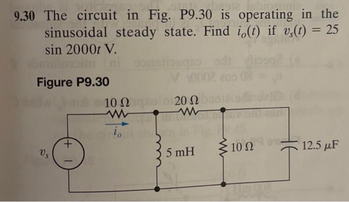 Solved 9 30 The Circuit In Fig P9 30 Is Operating In The