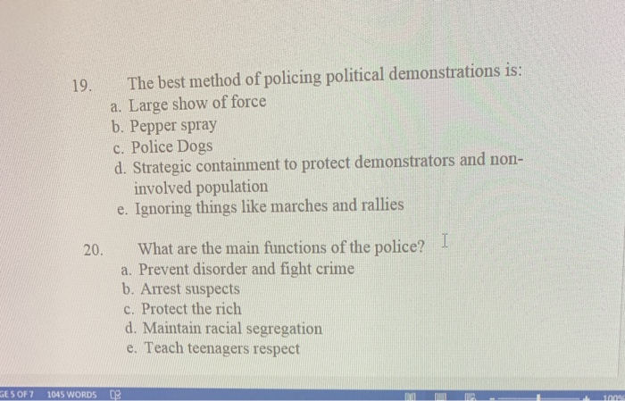 Solved 19. The best method of policing political | Chegg.com