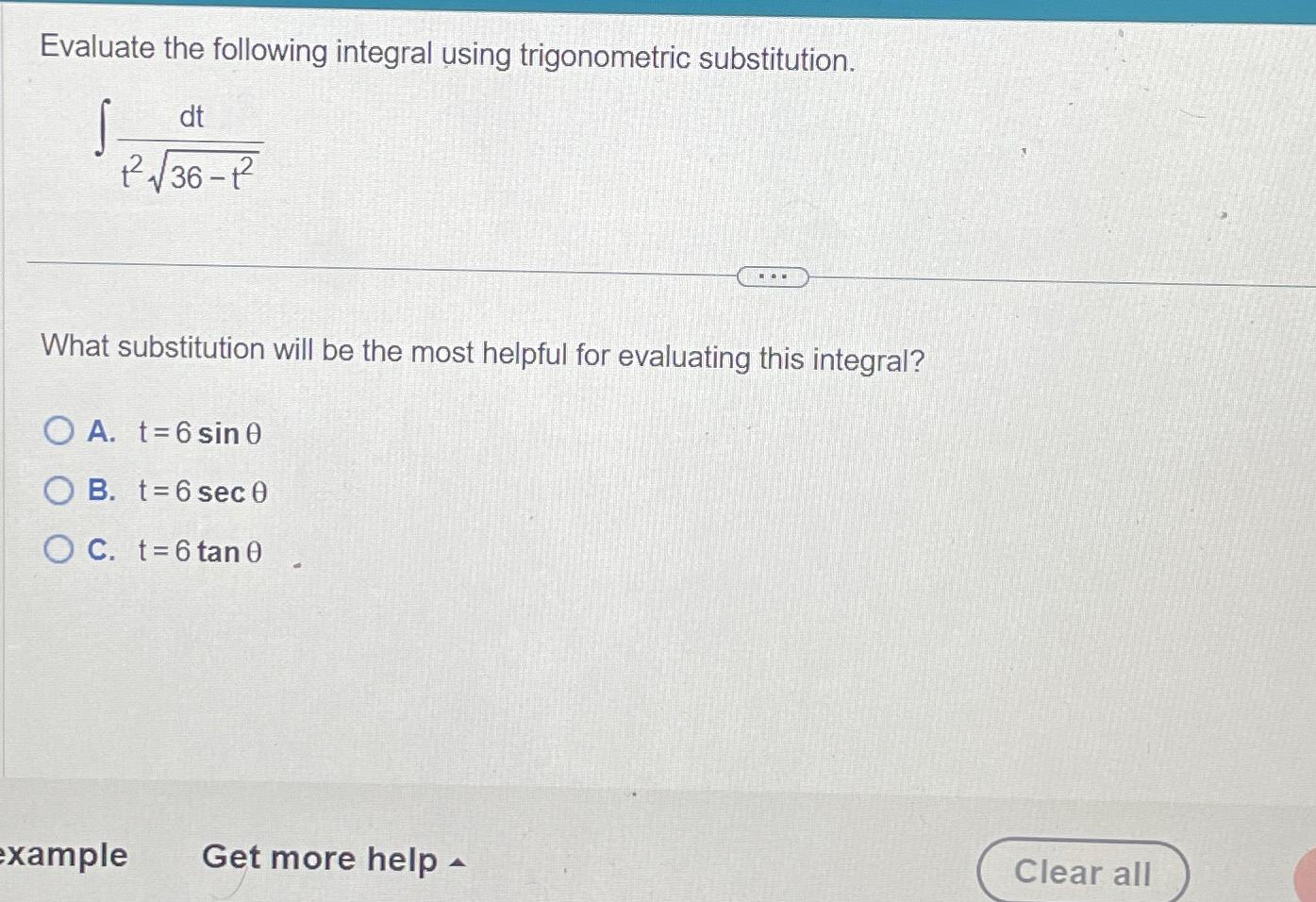 Solved Evaluate the following integral using trigonometric | Chegg.com