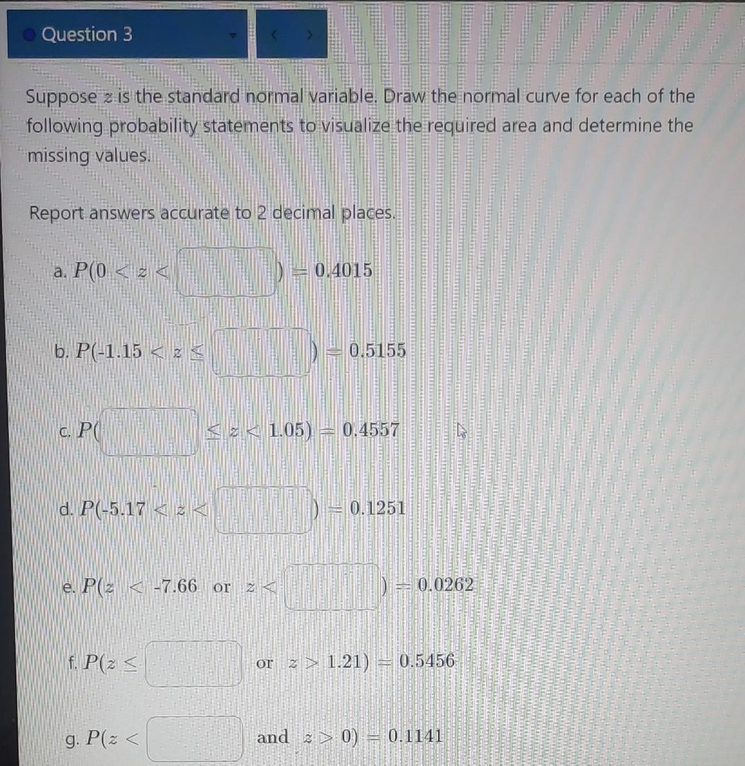 Solved Suppose z is the standard normal variable. Draw the | Chegg.com